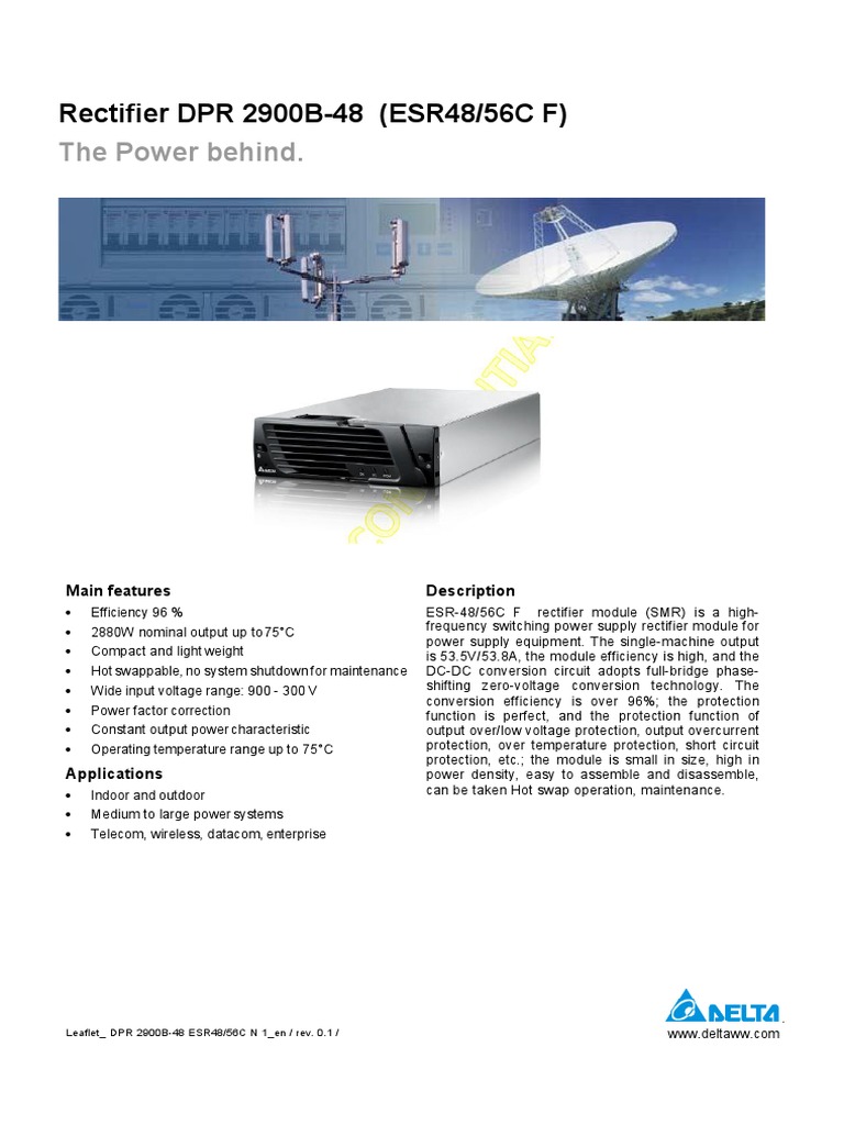 The Power Behind.: Rectifier DPR 2900B-48 (ESR48/56C F) | Download Free PDF | Rectifier | Power ...