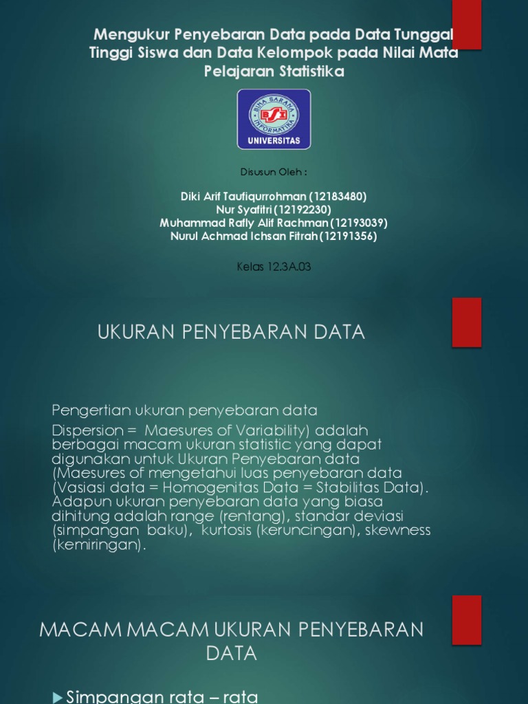 Ukuran Penyebaran Data Tunggal dan Kelompok | PDF | Sains & Matematika ...