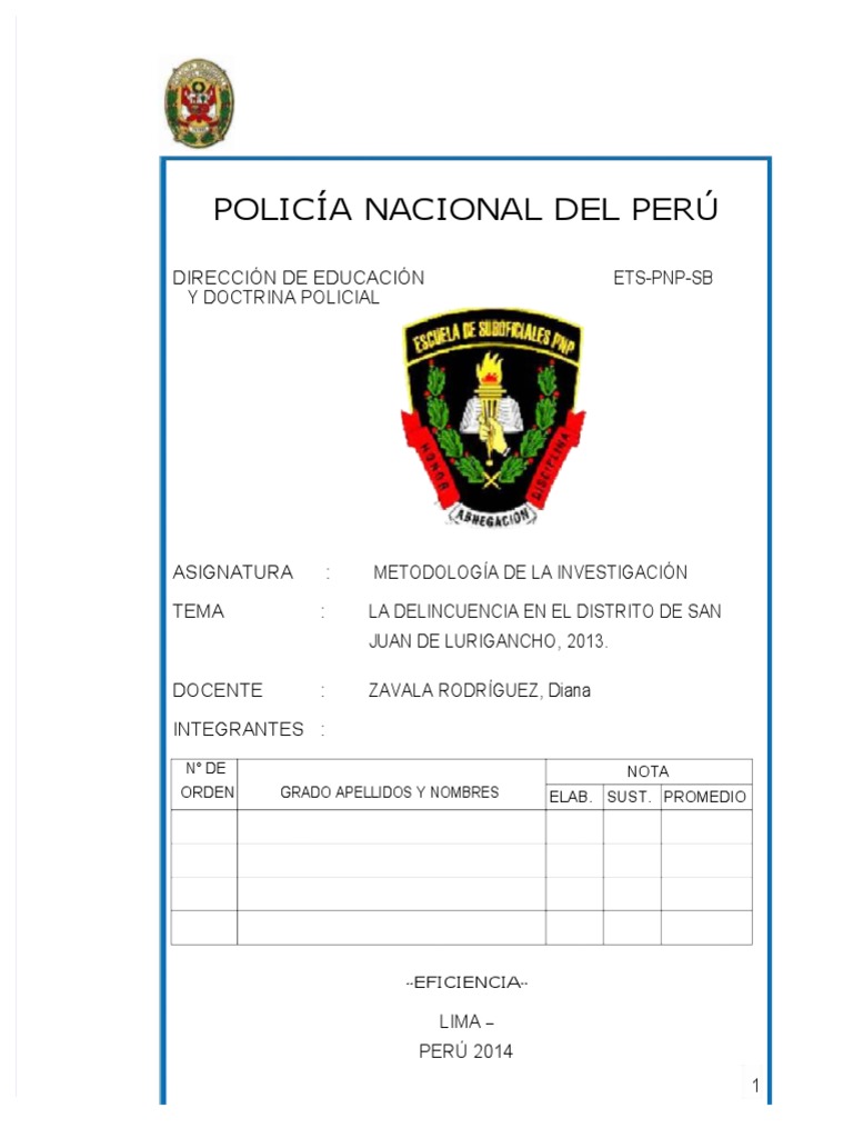 PDF Proyecto Investigacion PNP | PDF | La delincuencia juvenil | Familia