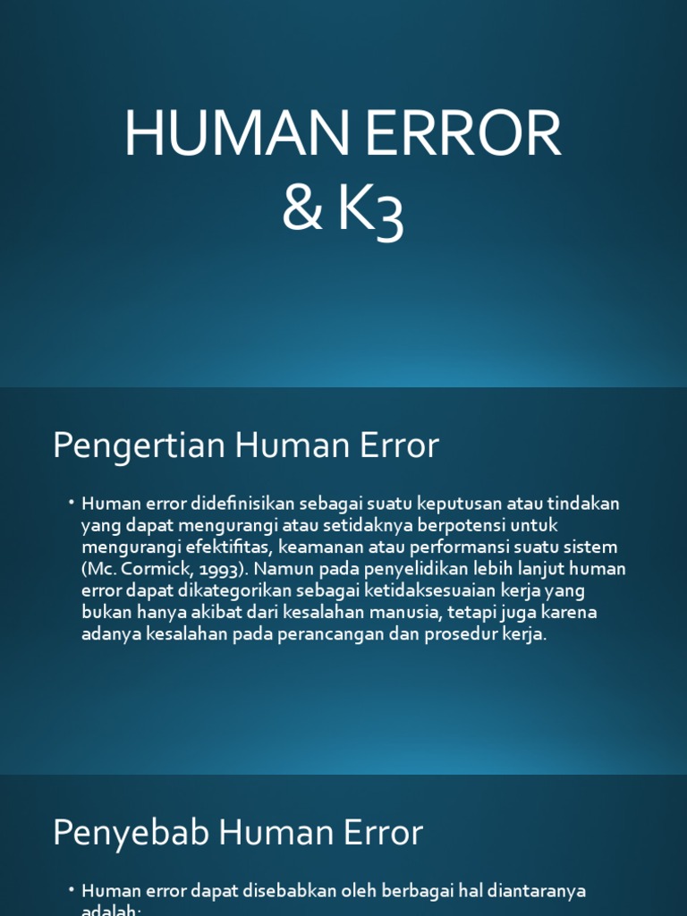 Pengertian dan Penyebab Human Error | PDF | Teknologi & Rekayasa