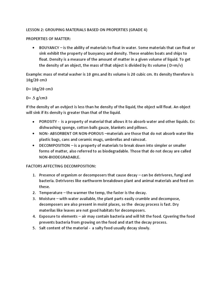 Chemistry (Matter) Lesson 2-4 | PDF | Mixture | Nature