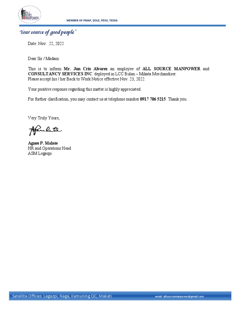 Back-to-Work-Notice LCC Alvarez Mikata 11.22.22 | PDF