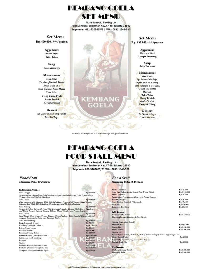 Kembang Goela Restaurant Menu Overview | PDF | Convenience Food | Foods