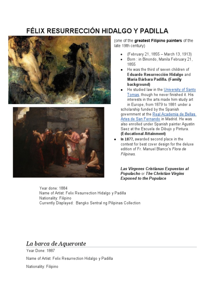 Félix Resurrección Hidalgo: Biography & Artworks | PDF | The Arts | Artists