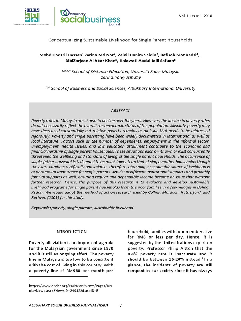 Paper2 Conceptualizing Sustainable Livelihood For Single Parent Household | PDF | Cost Of Living ...