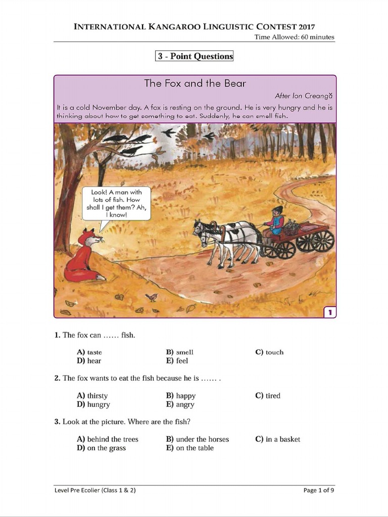 IKLC Pre Ecolier Level Past Paper | PDF