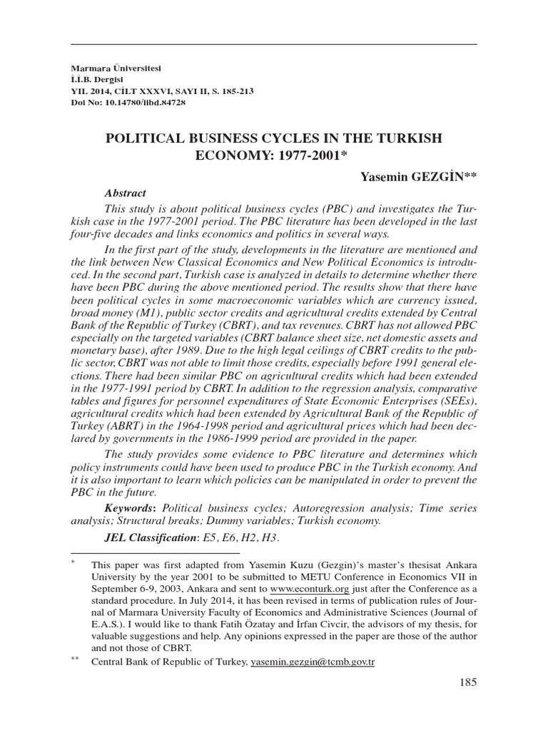 Political Business Cycles in Turkey 1977-2001 | PDF | Money Supply ...