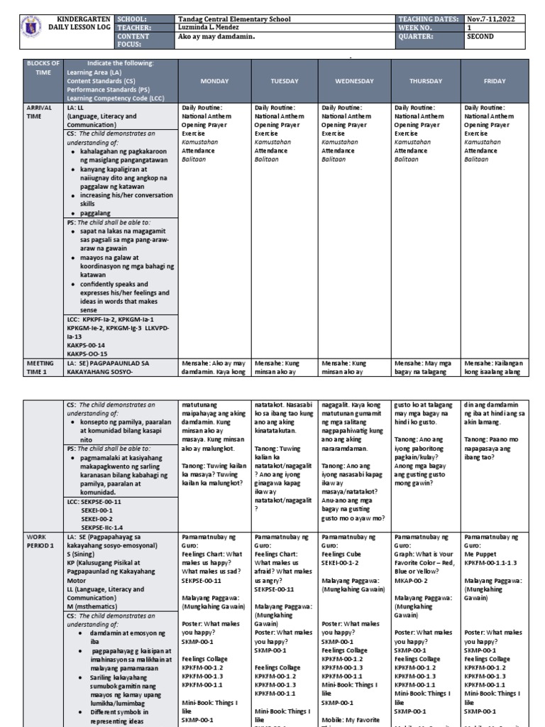 DLL Kinder Q2 W1 | PDF