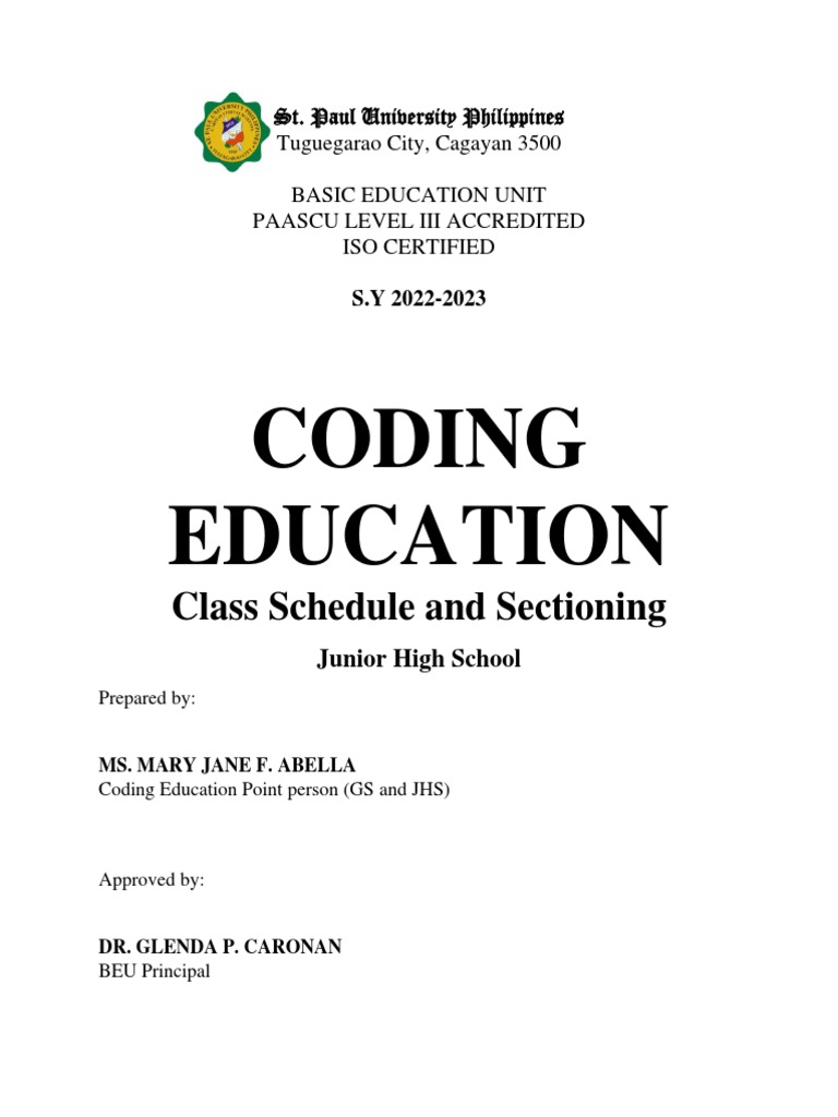 Coding Sectioning JHS | PDF | High Schools And Secondary Schools ...