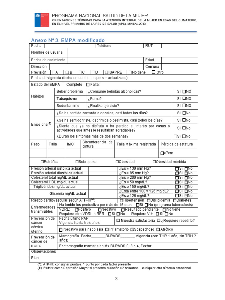 Formulario EMPA para Atención Integral | PDF | Medicina CLINICA | Enfermedades y trastornos