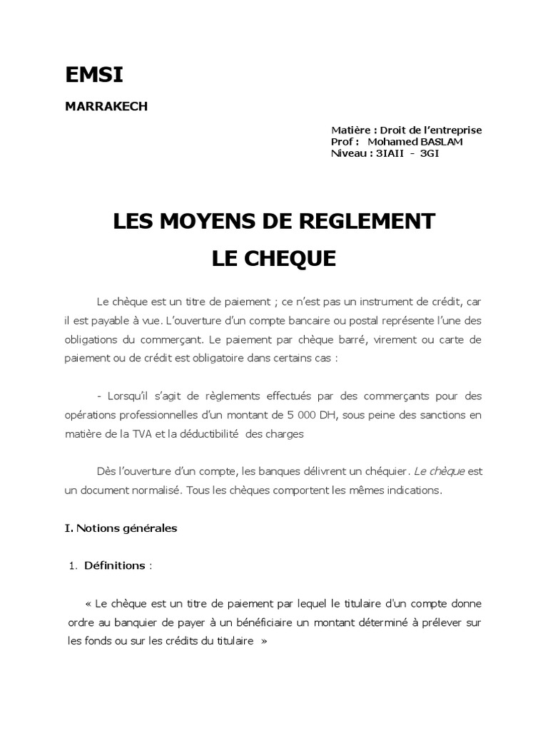 1-CHEQUE | PDF | Droit
