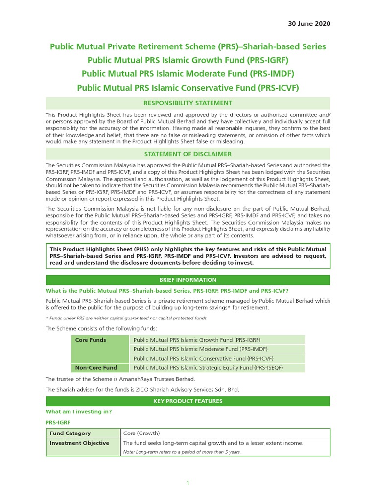 Public Mutual PRS Funds Responsibility Statement | PDF