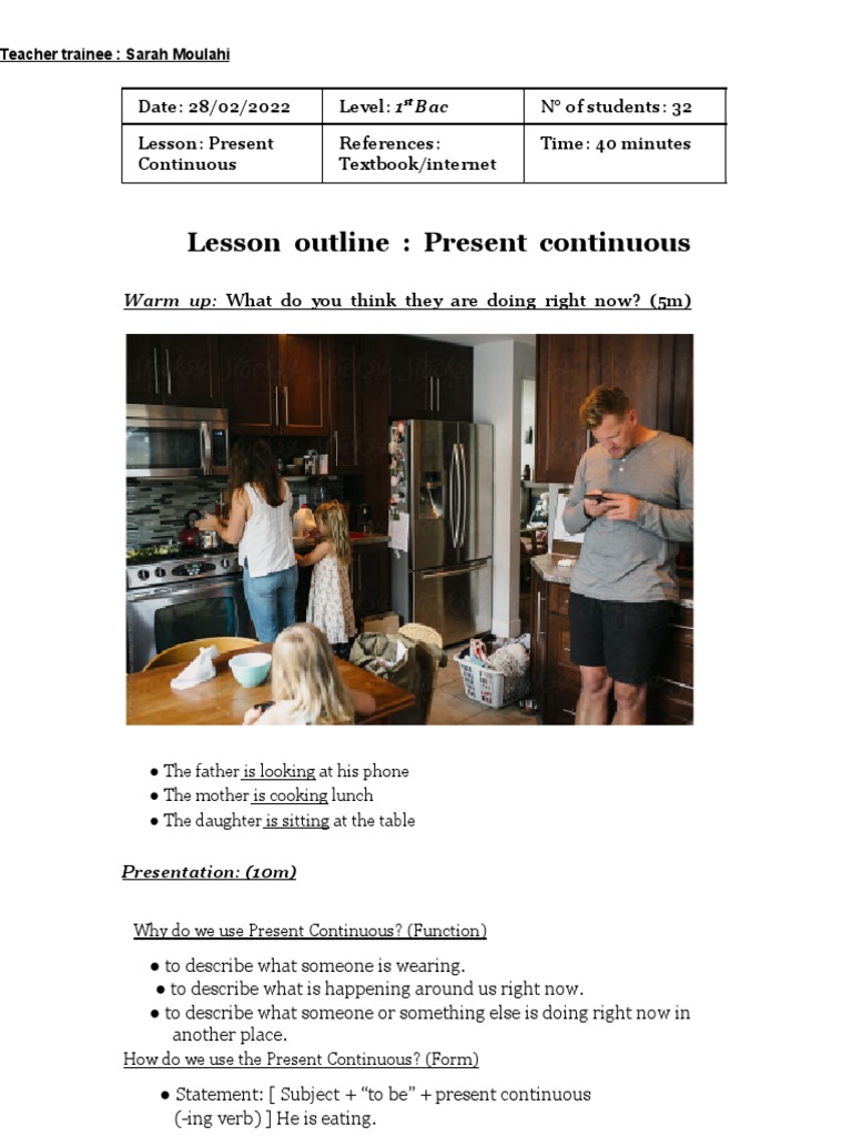Present Continuous for 1st Bac Students | PDF | Career & Growth | Art