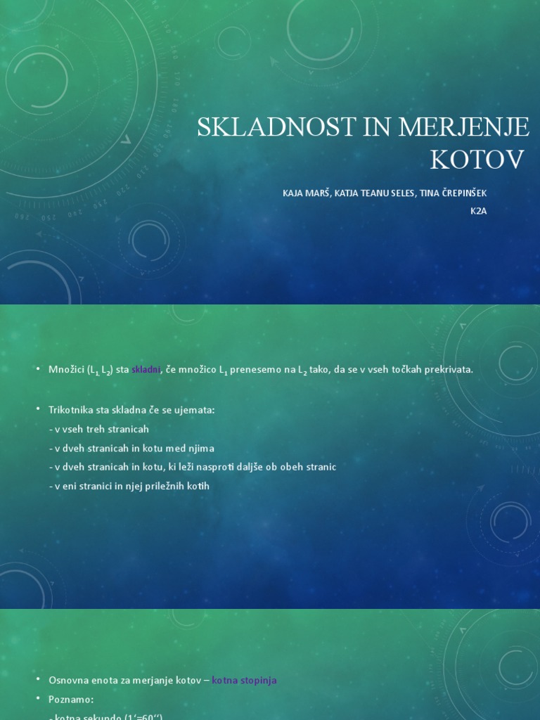 Skladnost in Merjenje Kotov | PDF