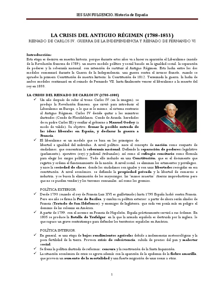 La Crisis Del Antiguo Régimen 1788 1833 Pdf Napoleón Guerra