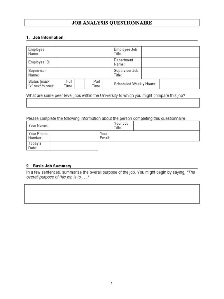 Job Analysis Questionnaire - HR Leaders | PDF | Cognitive Science | Cognition