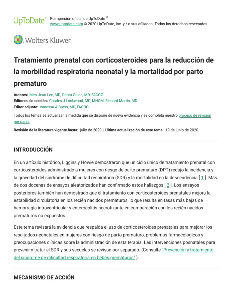 Antenatal Corticosteroid Therapy For Reduction of Neonatal Respiratory ...