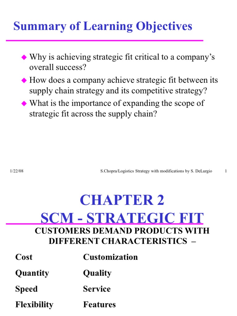 Strategic Fit | PDF | Strategic Management | Supply Chain