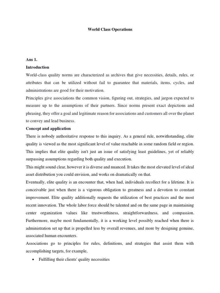 World Class Operations | PDF | Business Process | Business