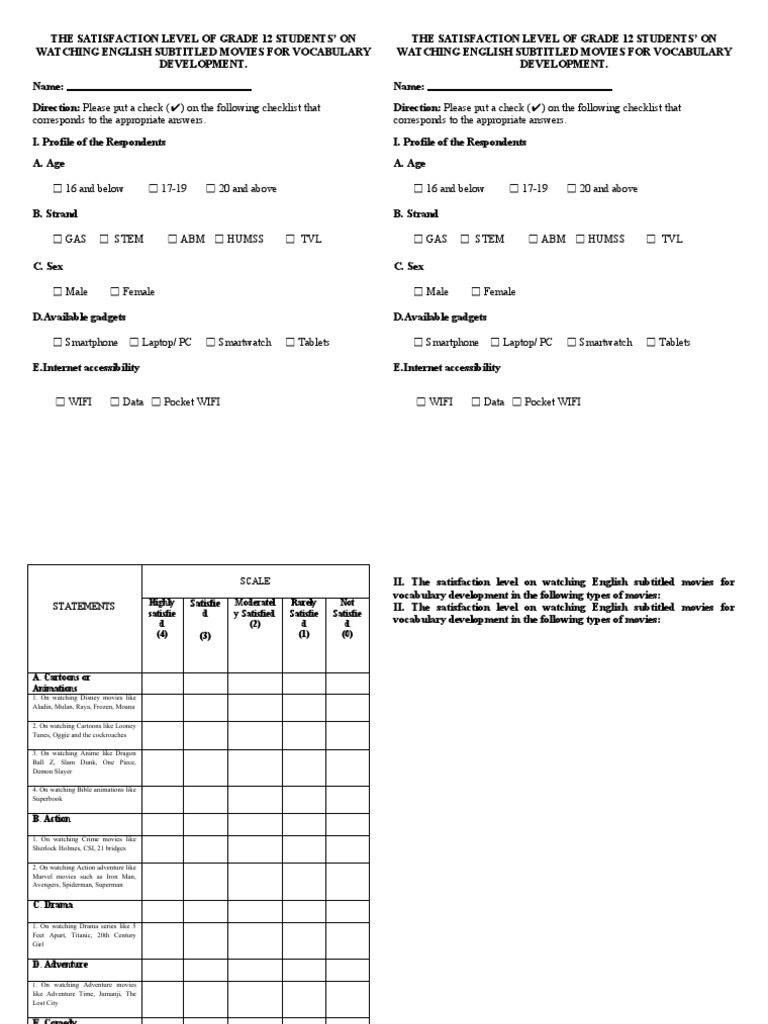 Survey Questionnaire Pr2 | PDF