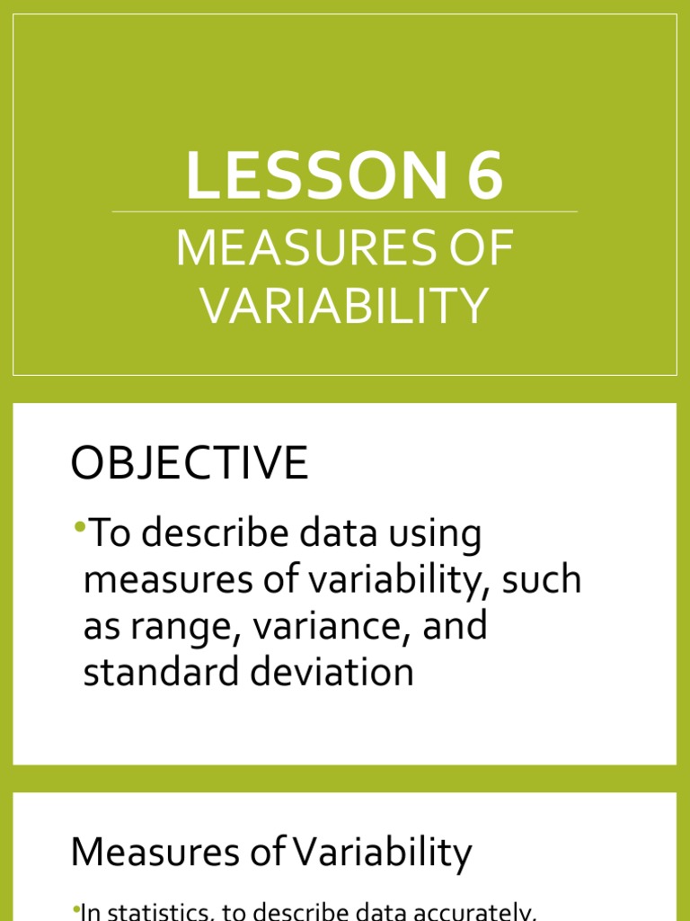 Lesson 6 Measures of Variability | PDF | Teaching Methods & Materials