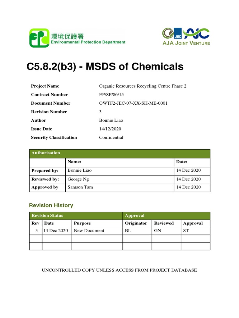C5.8.2 (b3) - MSDS of Chemicals | PDF