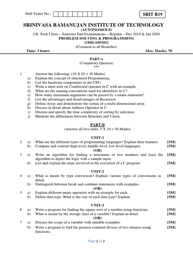 Problem Solving And Programming Reg Pdf Pointer Computer Programming Software Development 1156