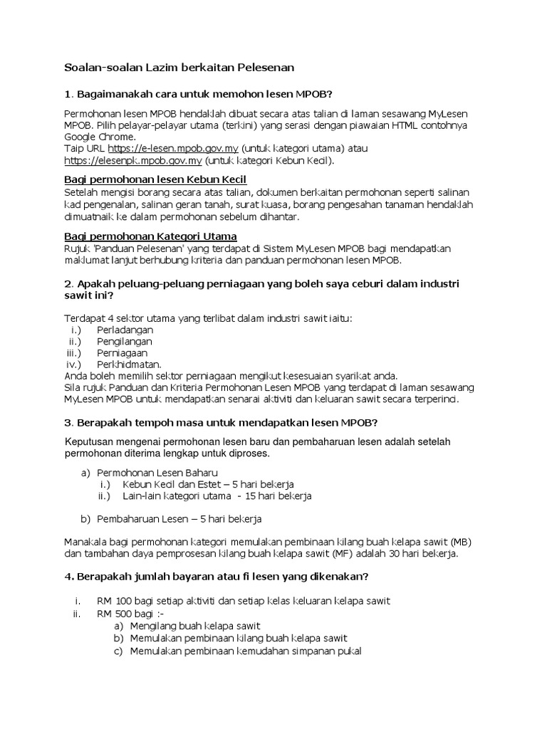 Soalan Lazim Pelesenan | PDF