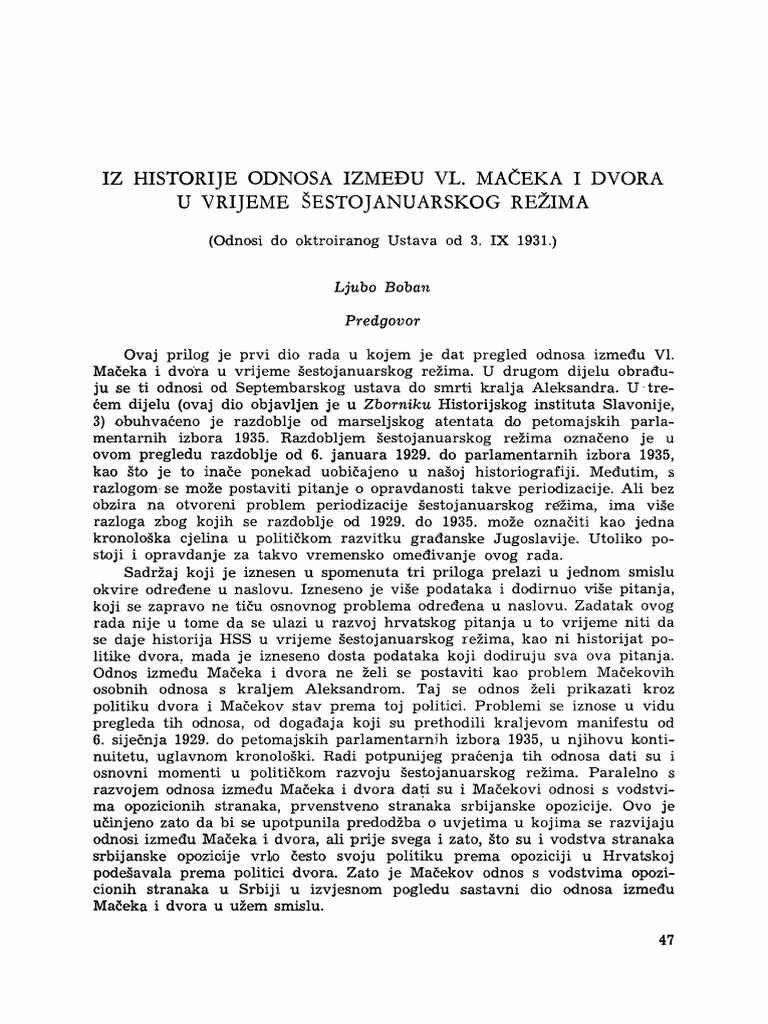 Iz Historije Odnosa Mačeka I Dvora | PDF