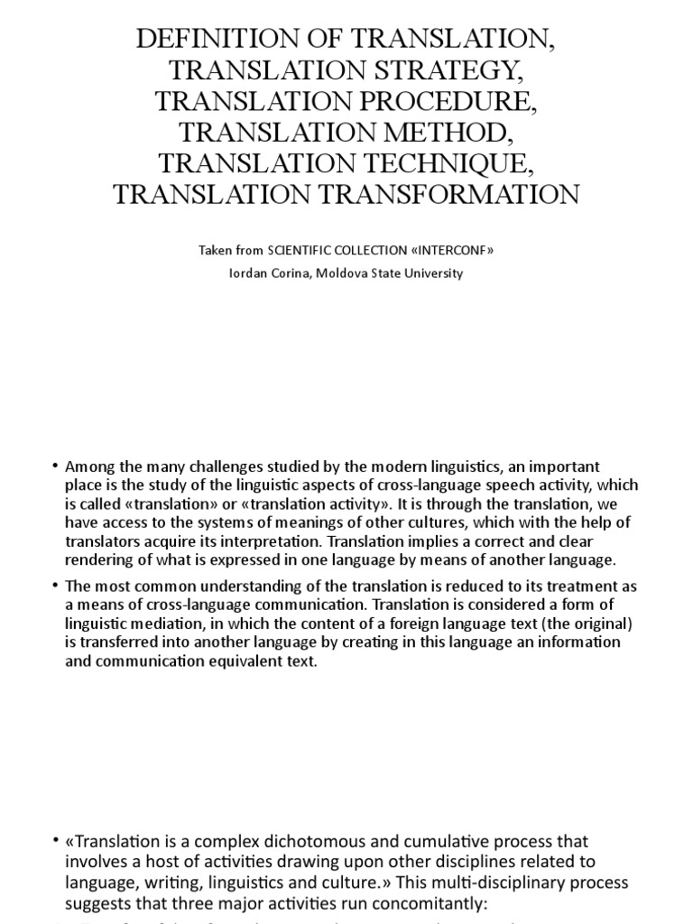 Translation, Translation Strategy, Translation Procedure, Translation ...