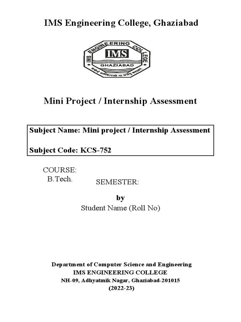 Mini Project, Internship Guidelines | PDF