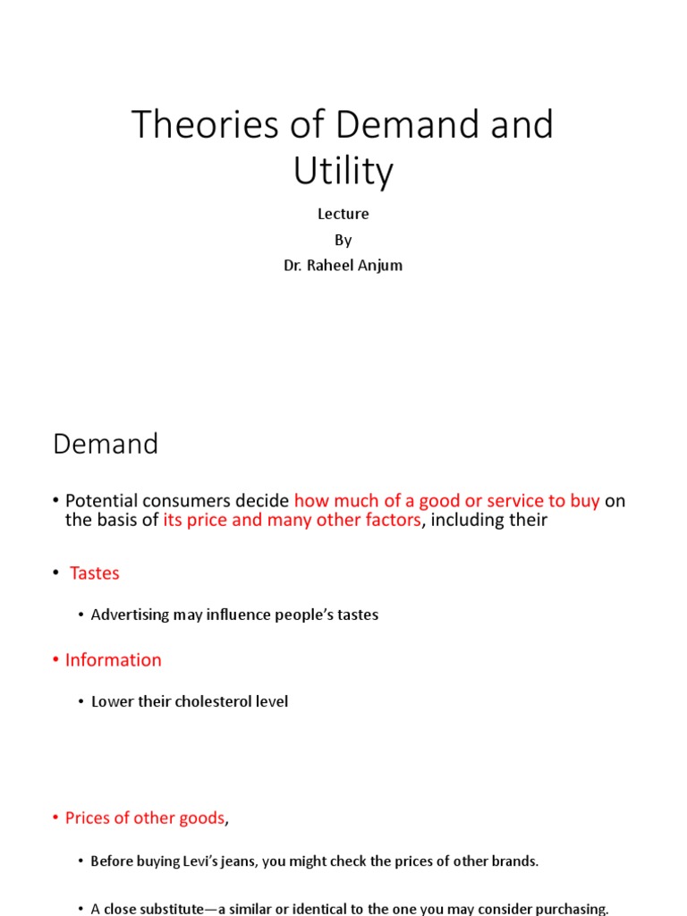 Demand and Utility Theories Explained | PDF | Elasticity (Economics ...