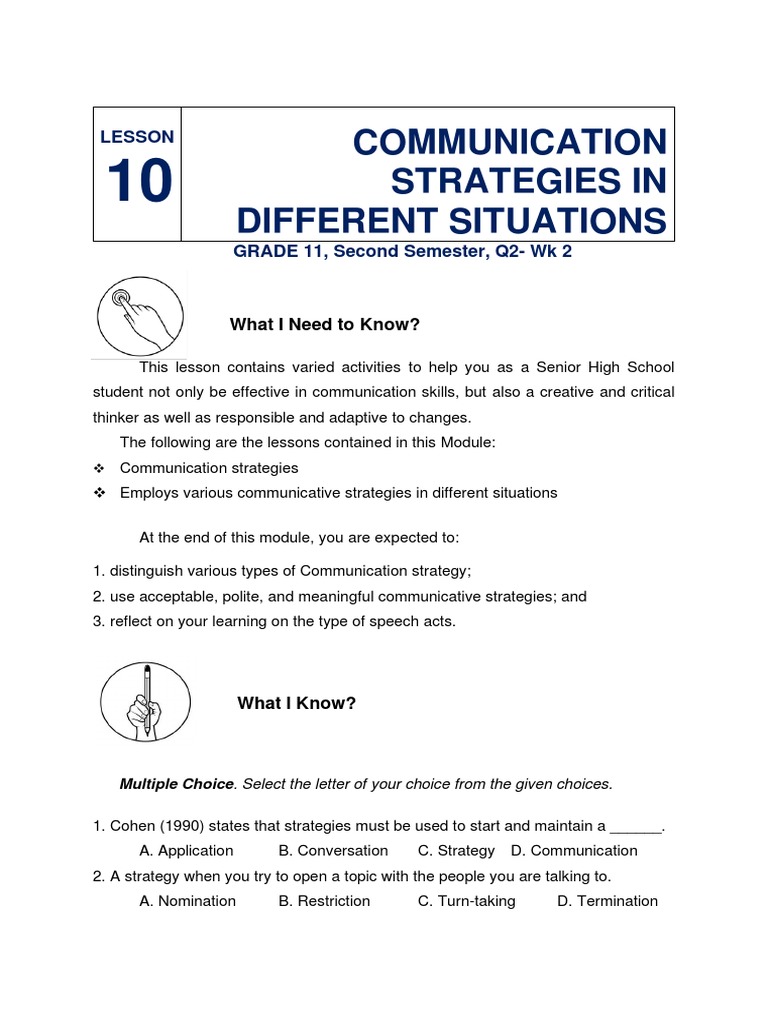 Oral Comm. Lesson 1 Q2 | PDF | Human Communication | Cognition