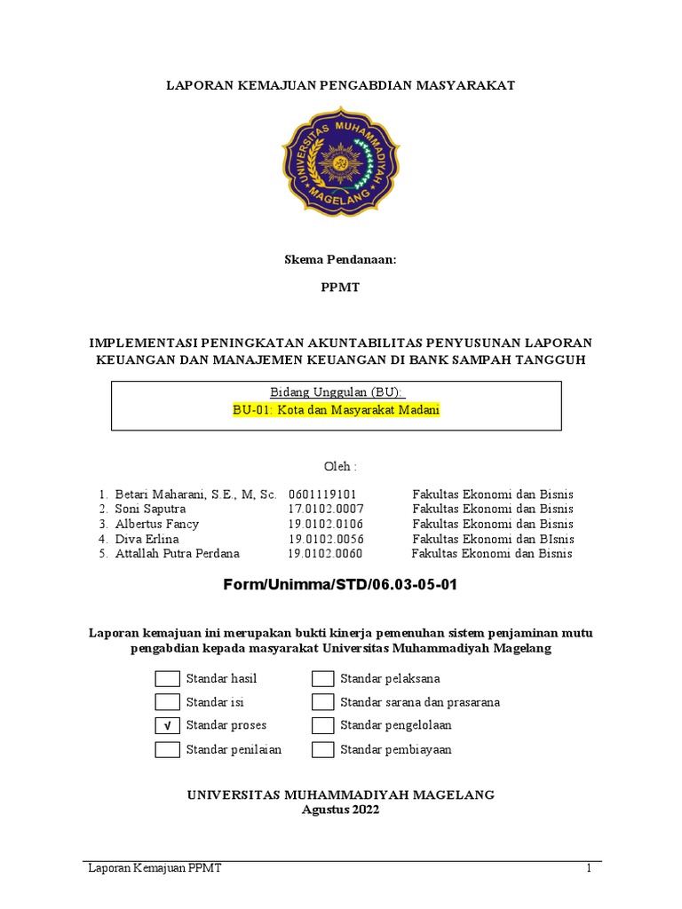 FormSTD06.03 05 01 Template Laporan Kemajuan PPMT 5 | PDF