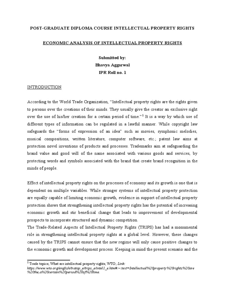 Economics of IPR | PDF | Intellectual Property | Patent