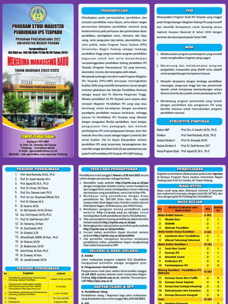 Brosur Pascasarjana UNP | PDF