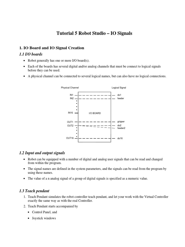 Tutorial 5 Robot Studio - IO Signals | PDF | Input/Output | Signal ...