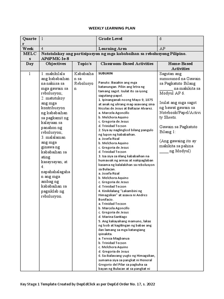 Subukin: Key Stage 1 Template Created by Depedclick As Per Deped Order ...