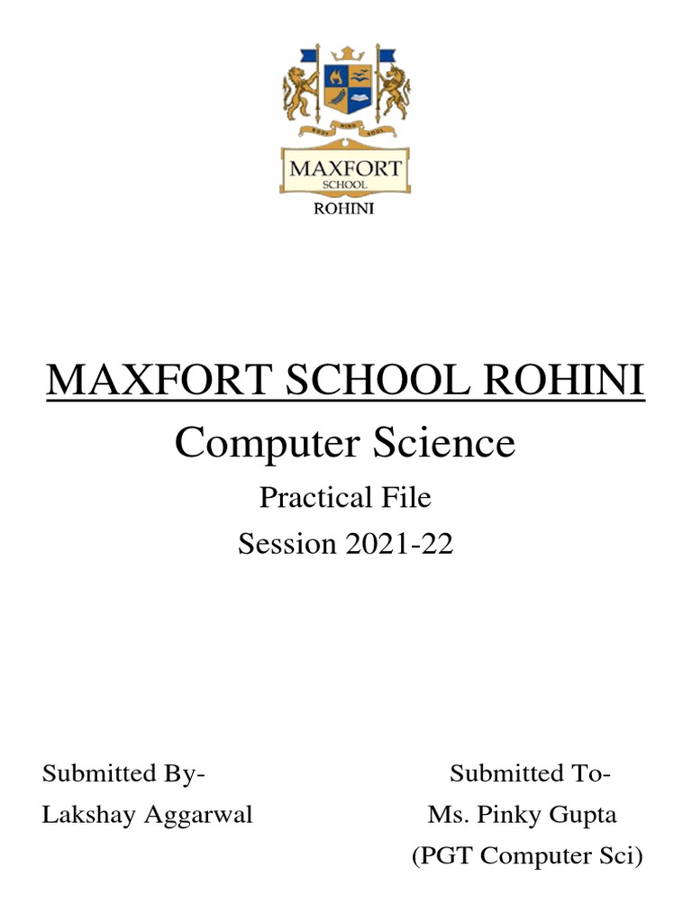 Cs Practical File Final - Lakshay Aggarwal | PDF | Text File | Computer Program