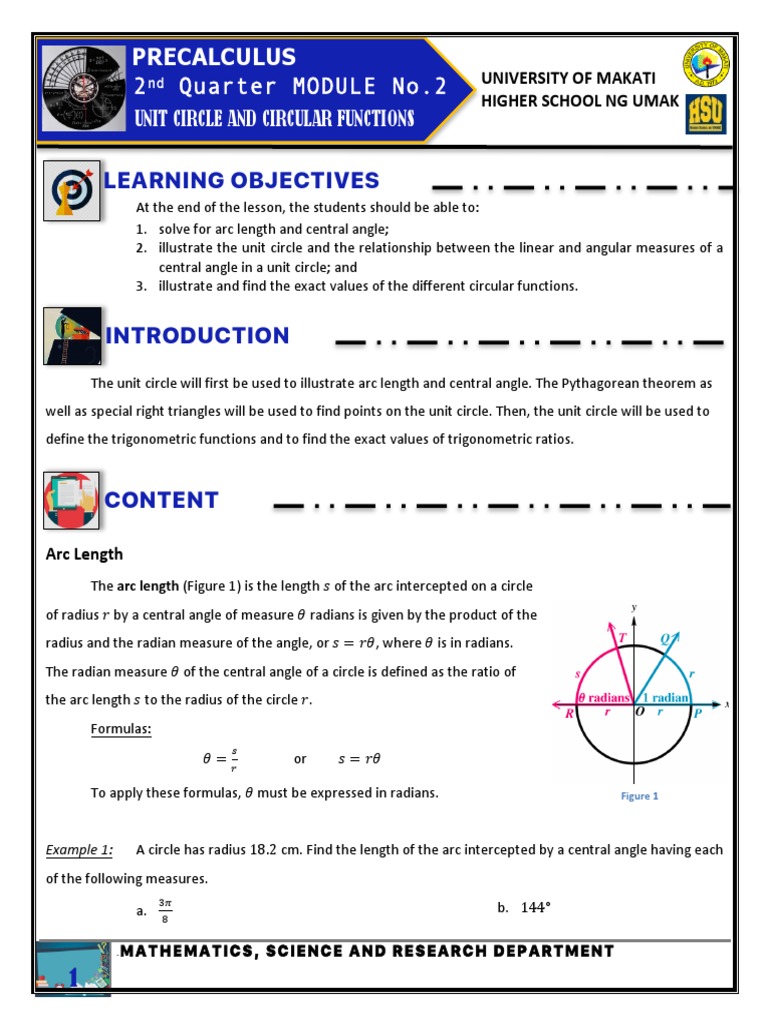 PRECALC - CH03 - MOD09 - UNIT CIRCLE AND CIRCULAR FUNCTIONSt | PDF ...