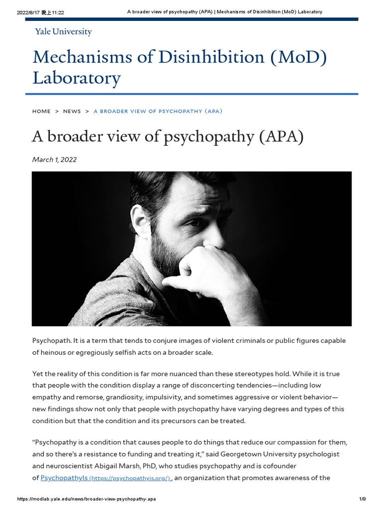 A Broader View of Psychopathy | PDF | Psychopathy | Antisocial ...