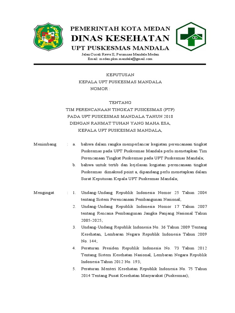 1.1.4.2 SK PTP Puskesmas Mandala 2018 | PDF