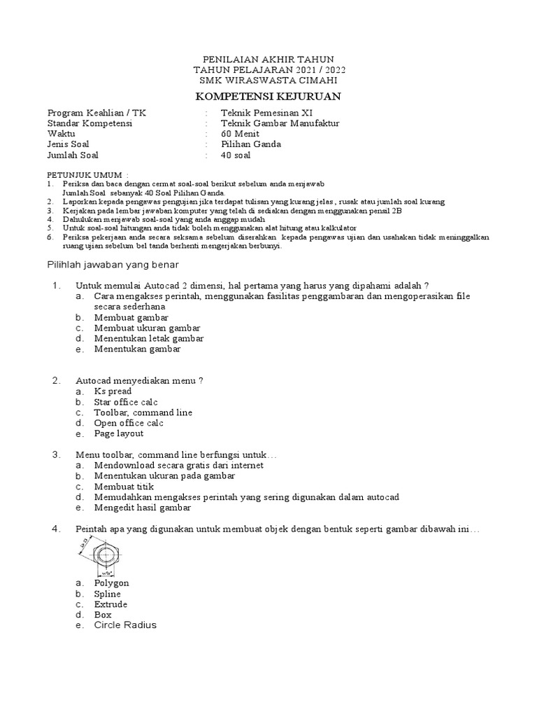 Soal Pat GTM Xi TP 2022 | PDF