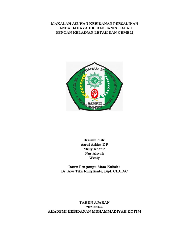 Makalah Kelompok 3 Asuhan Persalinan Kelainan Letak Dan Gemeli | PDF