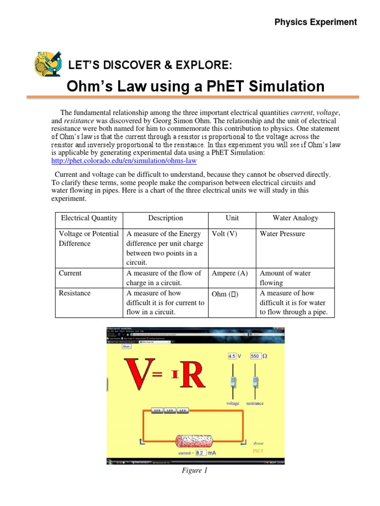 Ohm's Law Phet Simulation Activity | PDF