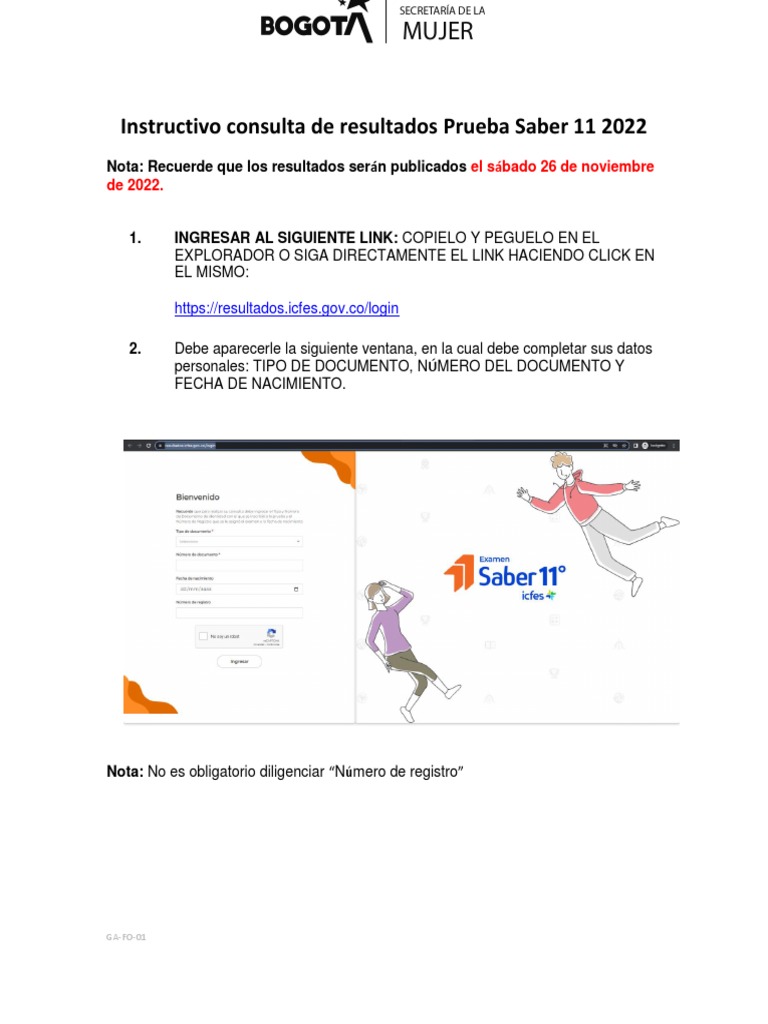 Instructivo Consulta de Resultados - ICFES 2022 | PDF