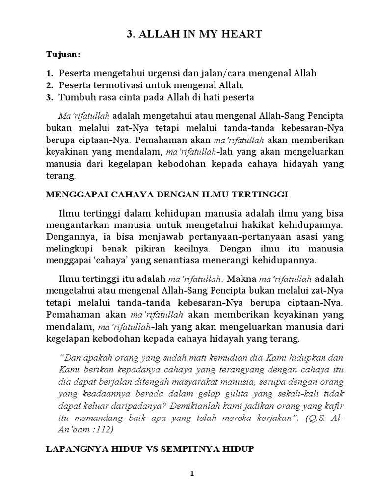 Mengenal Allah: Cahaya dalam Hati | PDF | Philosophy | Religion & Spirituality