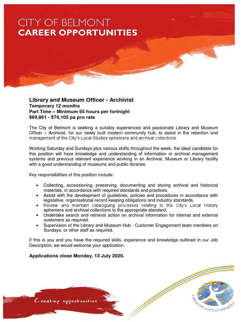 Library and Museum Officer - Archivist - Advert & Job Description Form ...