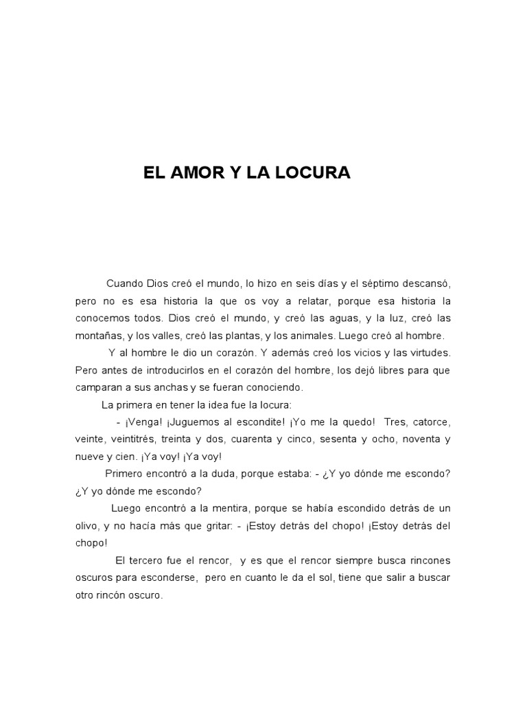 El Amor y La Locura | PDF | Amor