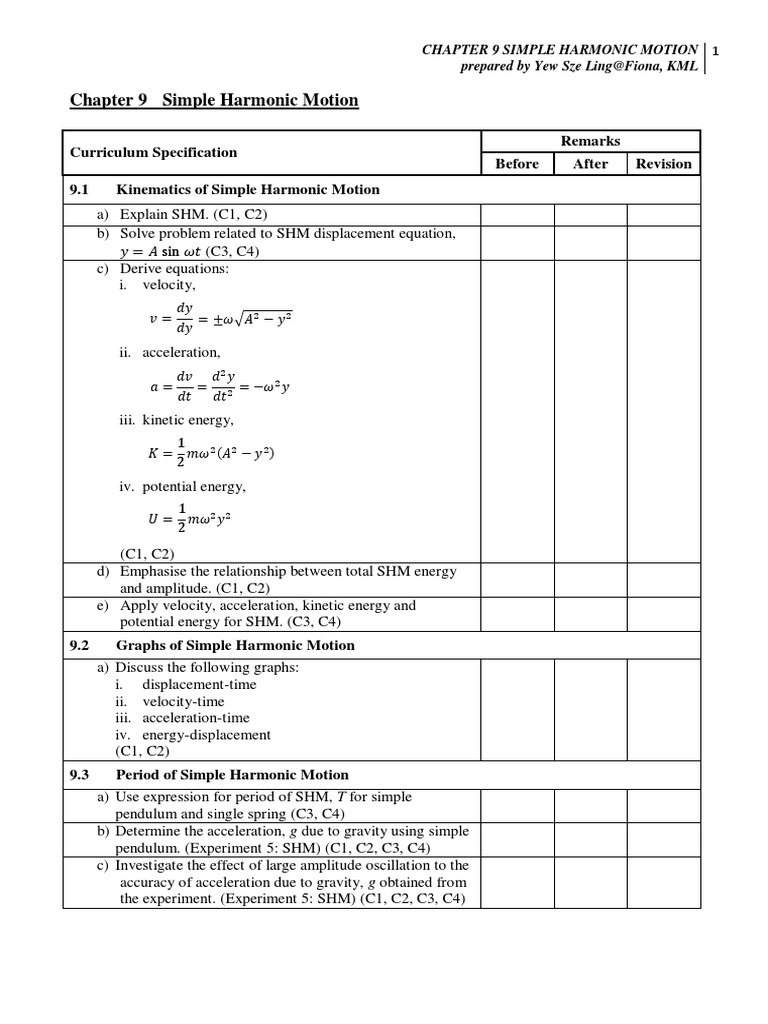 9 Simple Harmonic Motion | PDF